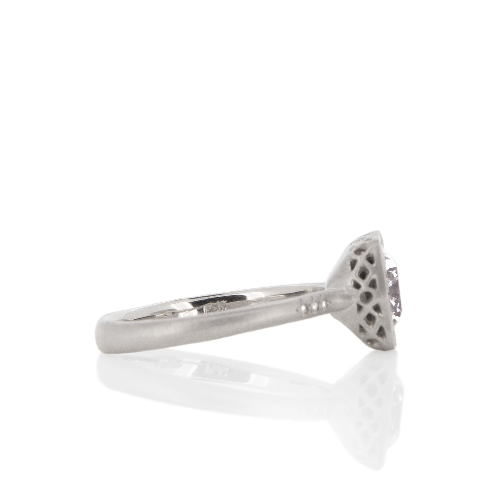 Platinum Diamond Cushion Basket Ring | Adel Chefridi